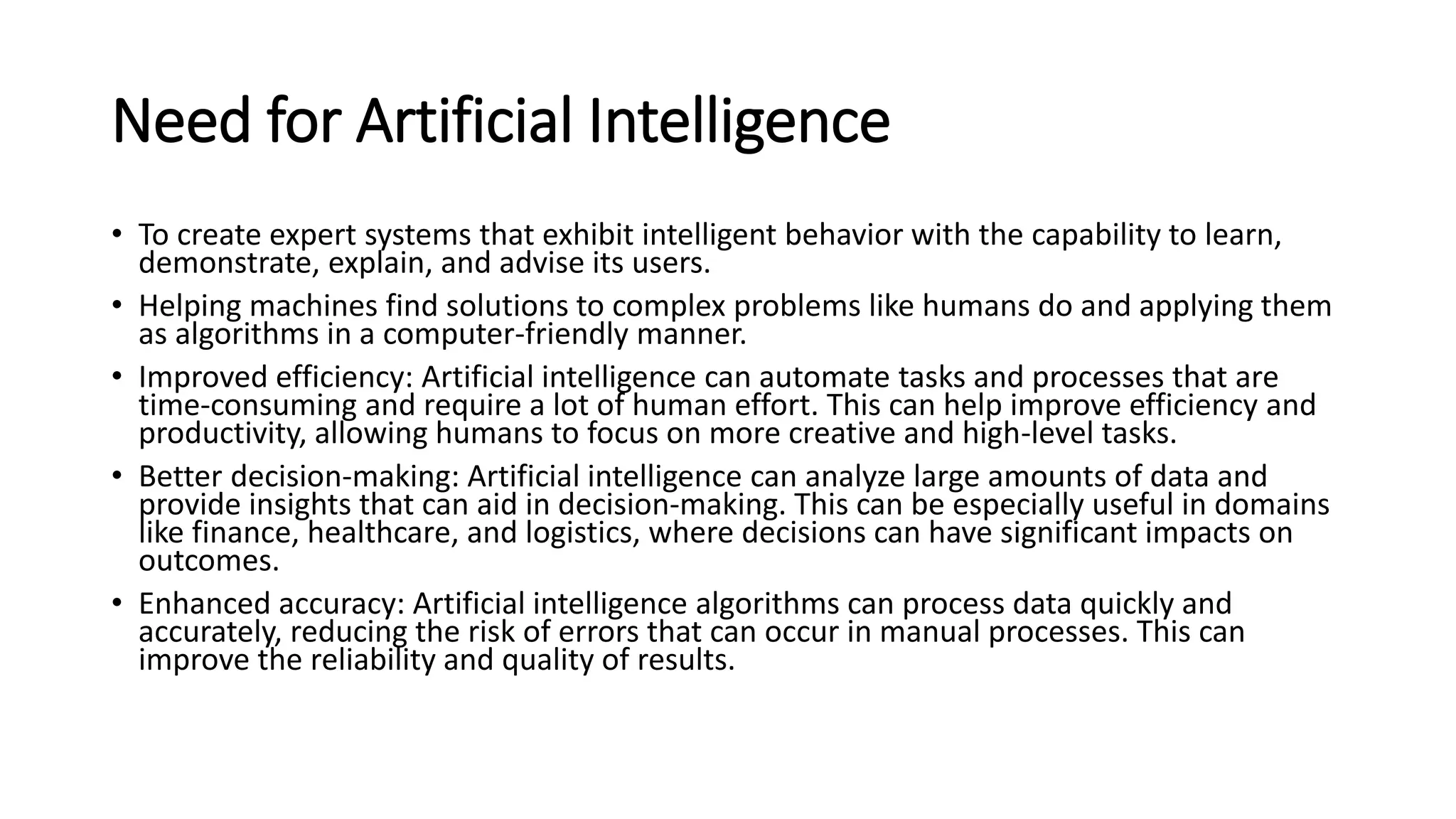 INTRODUCTION TO ARTIFICIAL INTELLIGENCE.pptx | Artificial Intelligence ...