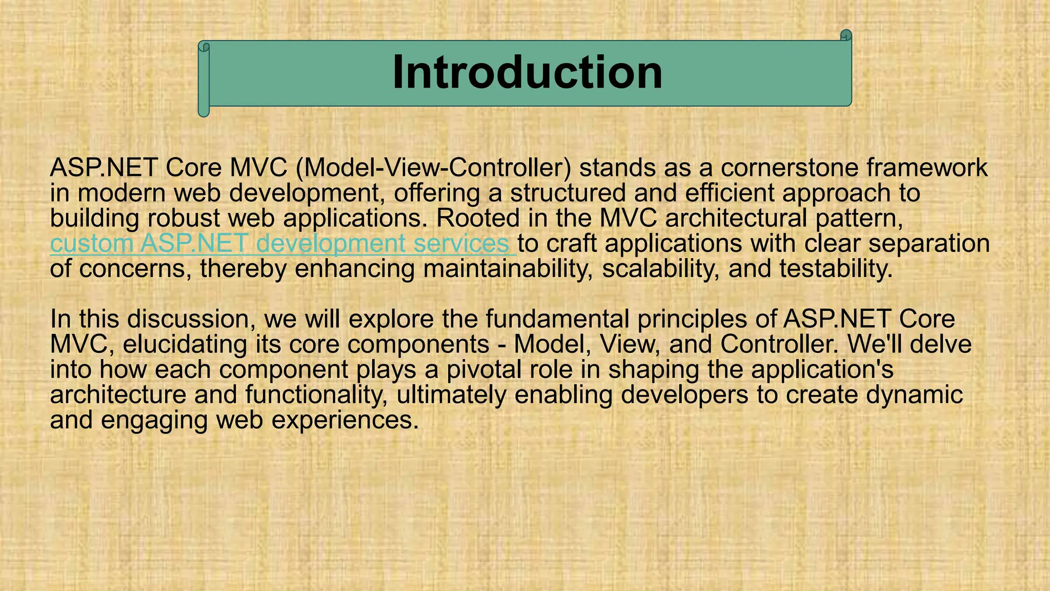 Introduction To Asp Core Mvc And The Mvc Pattern Pptx