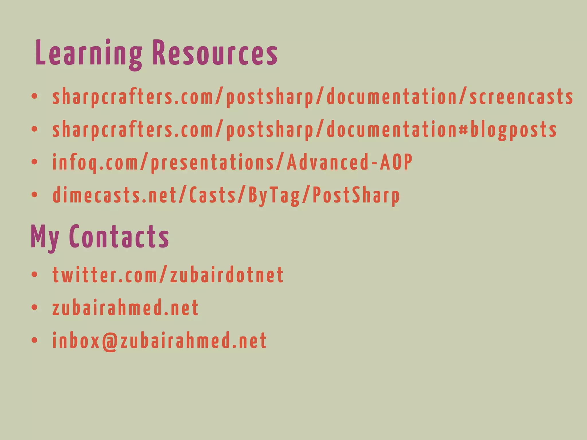 Introduction to Aspect Oriented Programming in .NET with PostSharp by Zubair Ahmed | PPTX