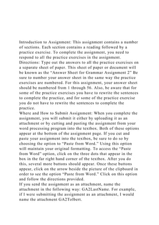 Introduction to Assignment This assignment contains a number .docx