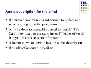 Introduction to audiovidual translation by adriana serban | PPT