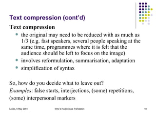 Introduction to audiovidual translation by adriana serban | PPT