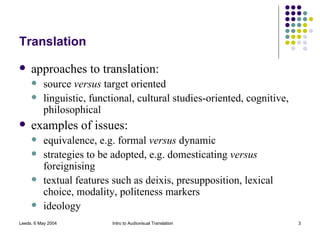 Introduction to audiovidual translation by adriana serban | PPT