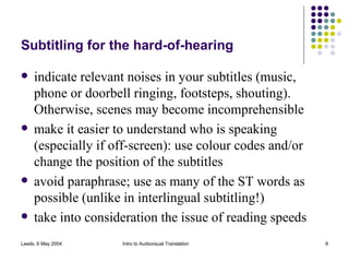 Introduction to audiovidual translation by adriana serban | PPT