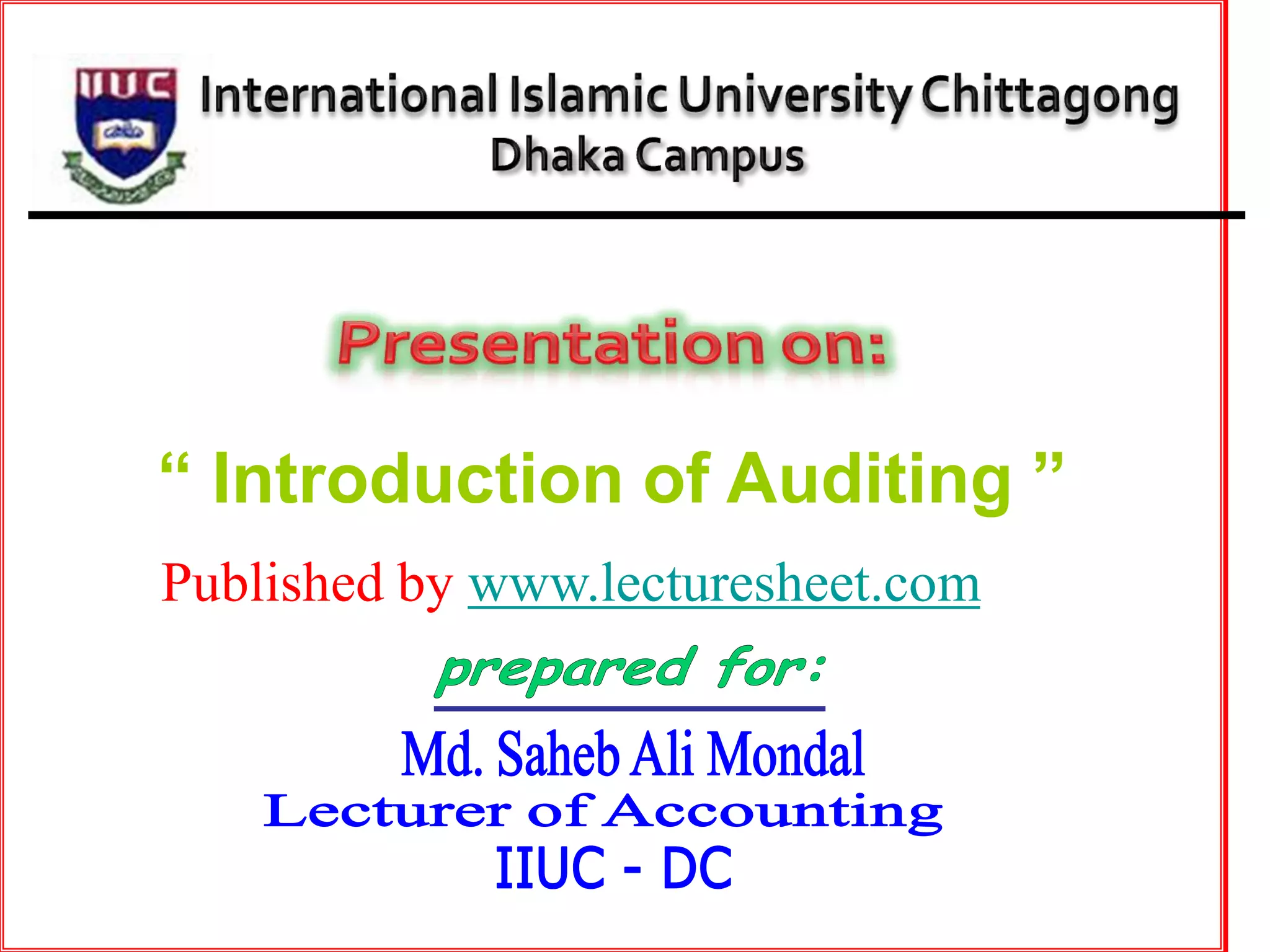 Introduction to auditing | PDF