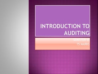 Introduction to auditing | PPT