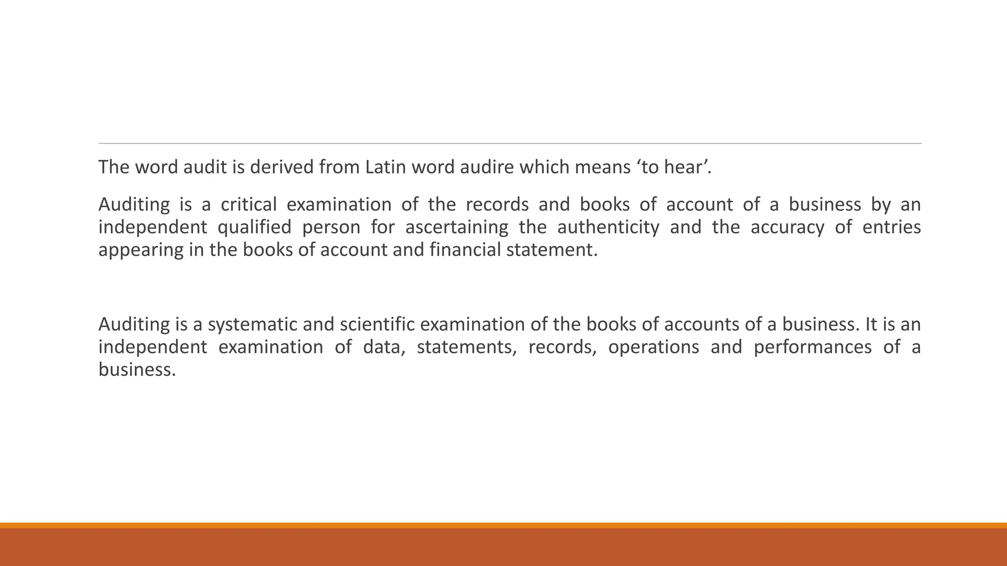 Introduction to Auditing, Objectives, Needs of Auditing, | PPTX