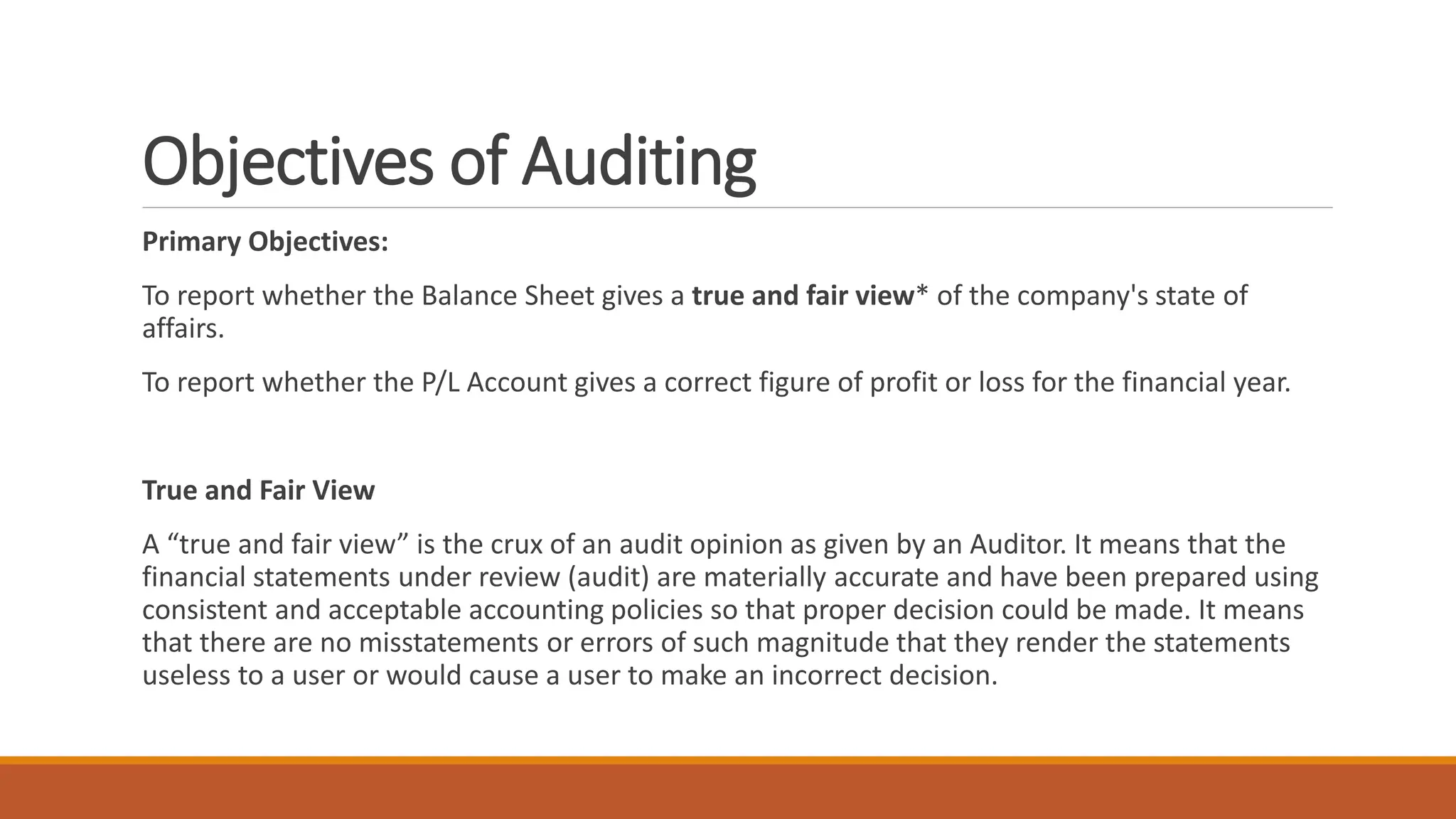 Introduction to Auditing, Objectives, Needs of Auditing, | PPTX