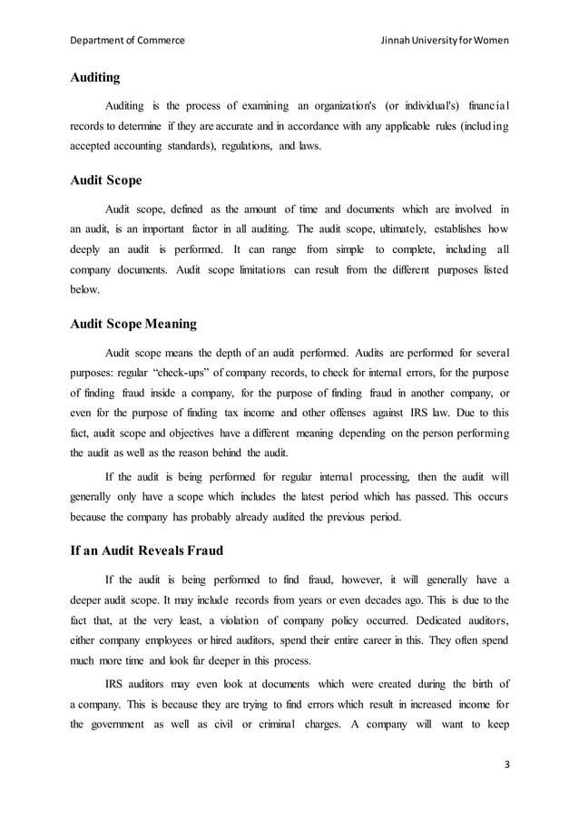 Introduction to Auditing Report | DOCX