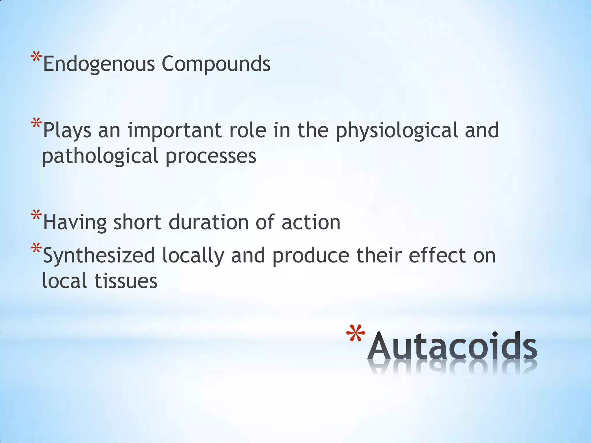 Introduction to autacoids and classification | PDF