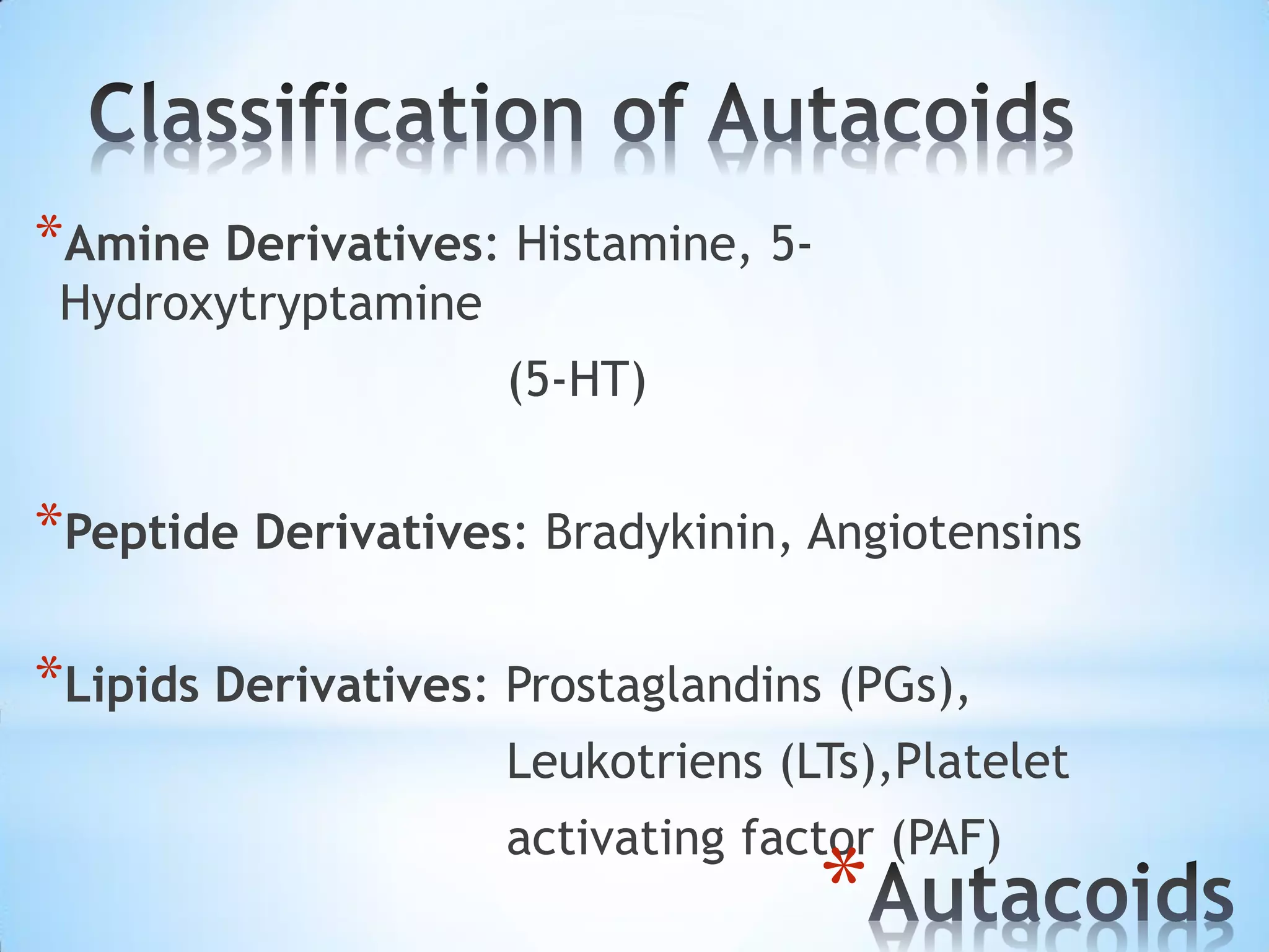 Introduction to autacoids and classification | PDF