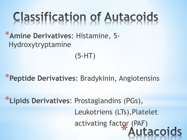 Introduction to autacoids and classification | PDF