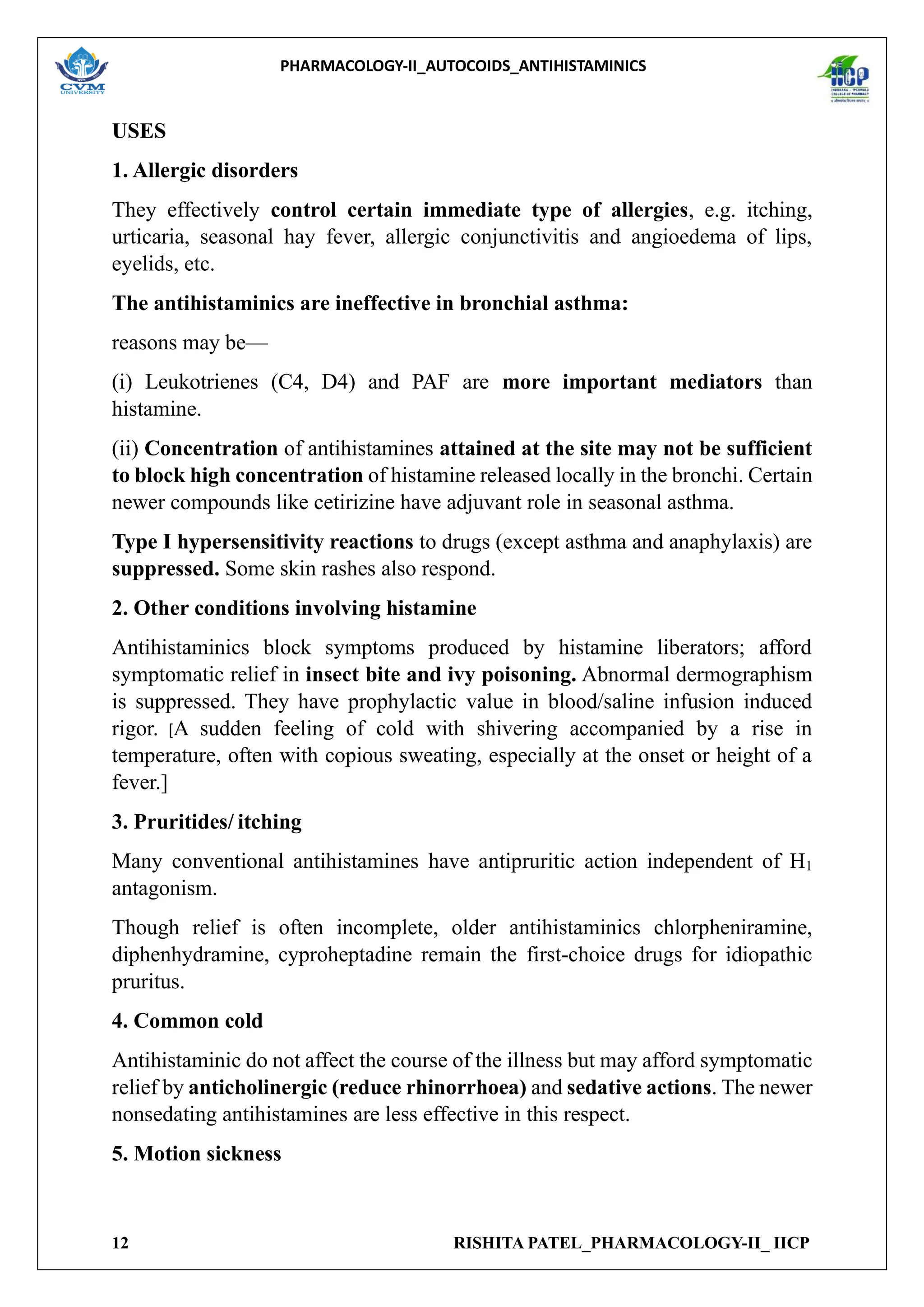 Introduction to Autocids And Histamine and Antihistamine.pdf