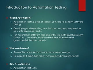 Introduction to Automation Testing | PPTX