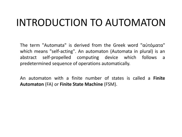 Introduction to automaton ppt | PPT
