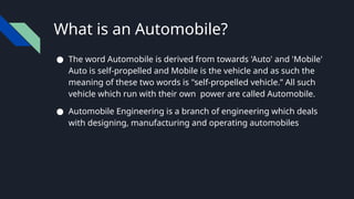 Introduction to Automobile engineering department | PPTX