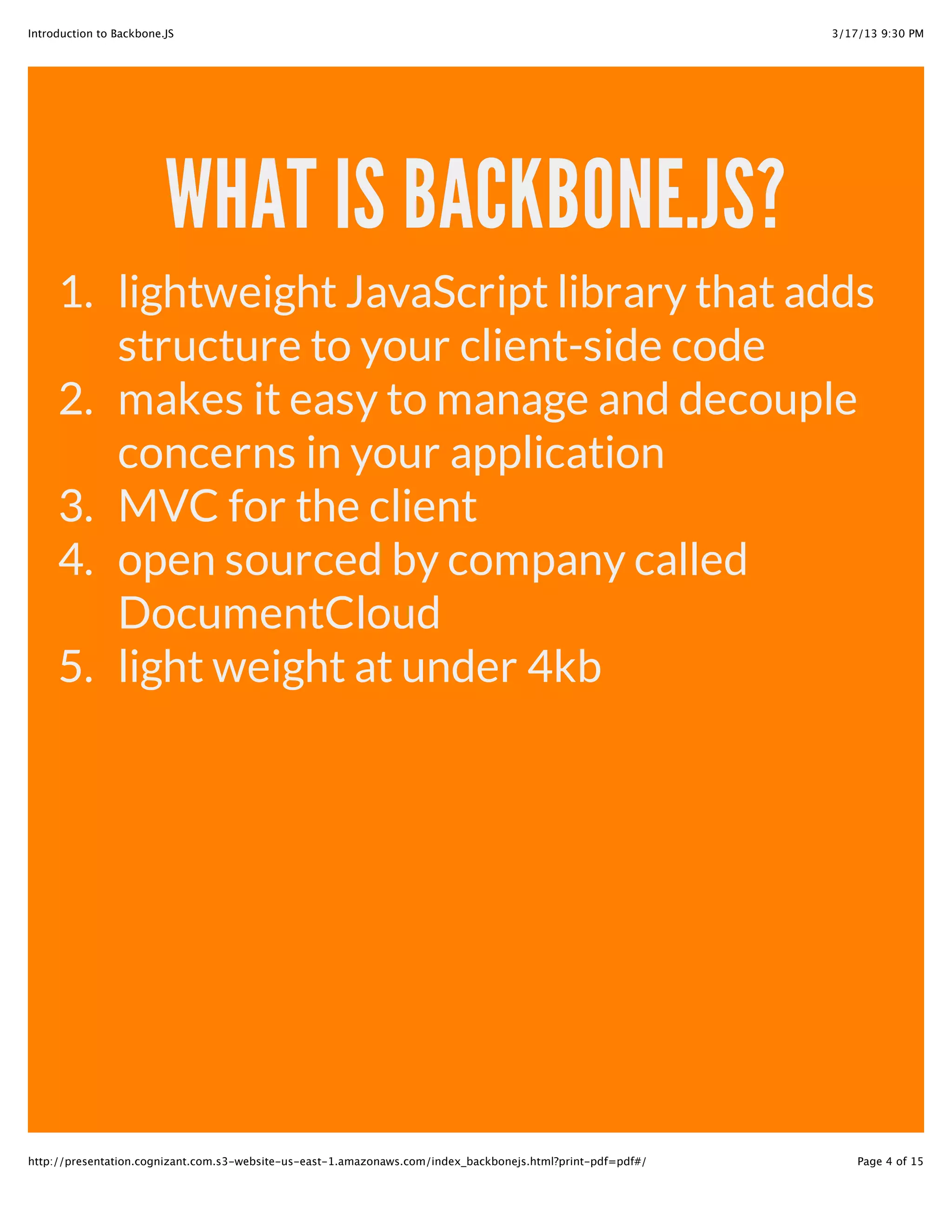 Introduction to Backbone.js