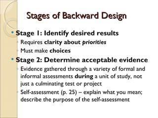 Introduction to backward design 070212 | PPT
