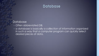 Introduction to basic database concepts | PPTX
