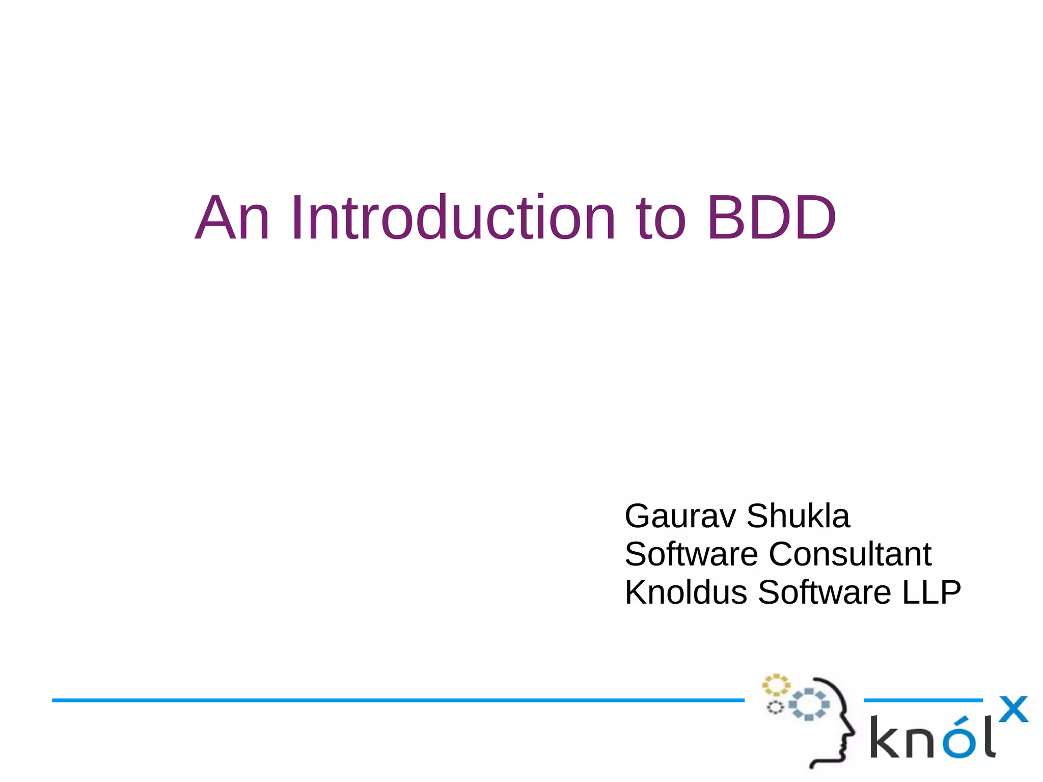 Introduction to BDD | ODP | Programming Languages | Computing
