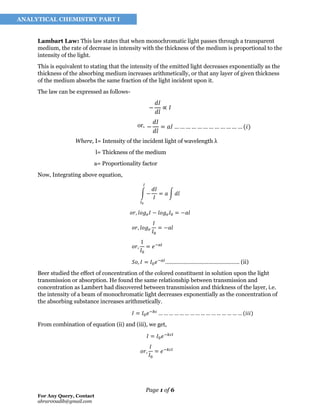 Introduction to beer lambert law | PDF