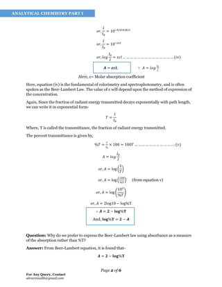Introduction to beer lambert law | PDF