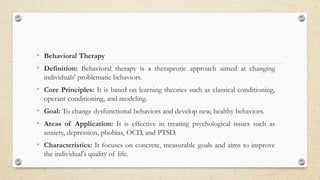 Introduction to Behavior Therapy" is a document that likely covers ...