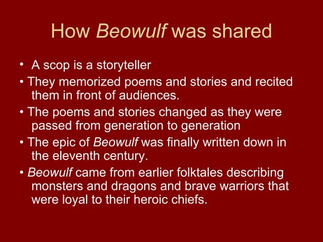 Introduction to beowulf | PPT | Poetry | Books and Literature