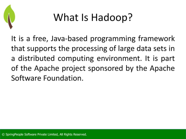 Introduction To Big Data Analytics On Hadoop - SpringPeople | PDF