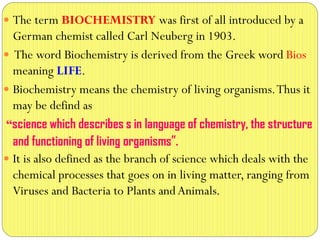 INTRODUCTION TO BIOCHEMISTY | PDF | Biological Sciences | Science
