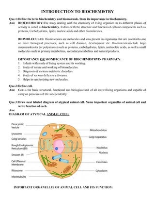 INTRODUCTION TO BIOCHEMISTRY. | PDF