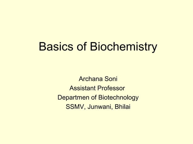 Introduction to biochemistry | PPT