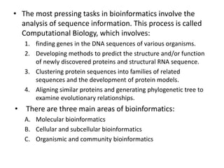 Introduction to bioinformatics | PPTX