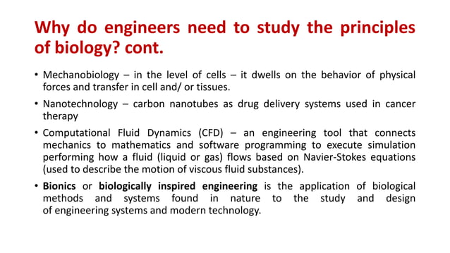 Introduction to Biology for Engineers.pptx | Undergraduate Education | College Education
