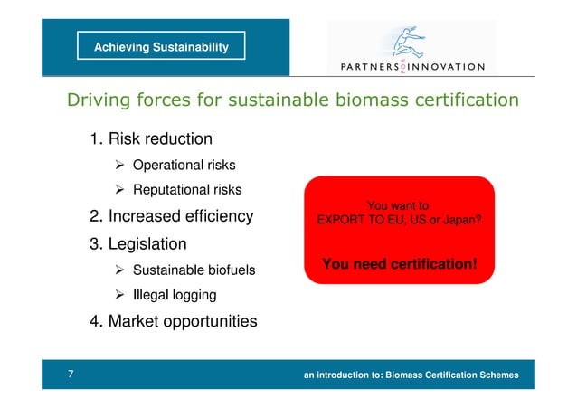 Introduction to biomass certification schemes | PPT