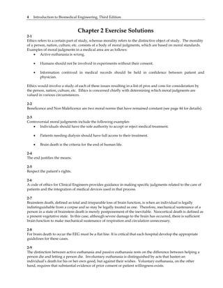 Answers to Exercises for Introduction to Biomedical Engineering (3rd ...