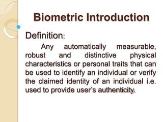 Introduction to BIOMETRICS Security.pptx