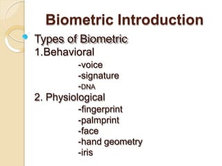 Introduction to BIOMETRICS Security.pptx