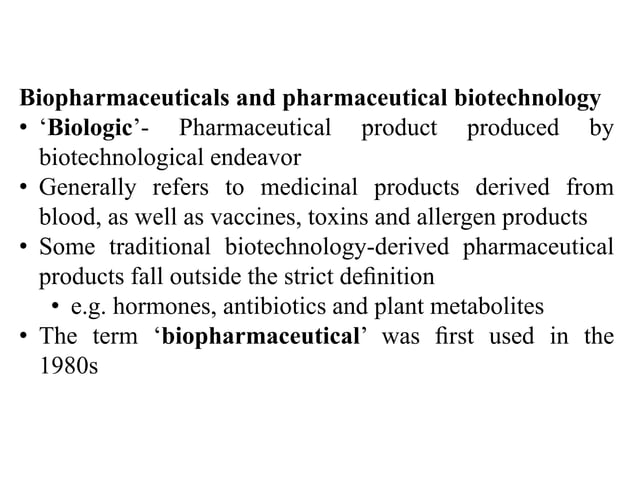 Introduction to biopharmaceutical.pptx | Biotech and Biomedical ...
