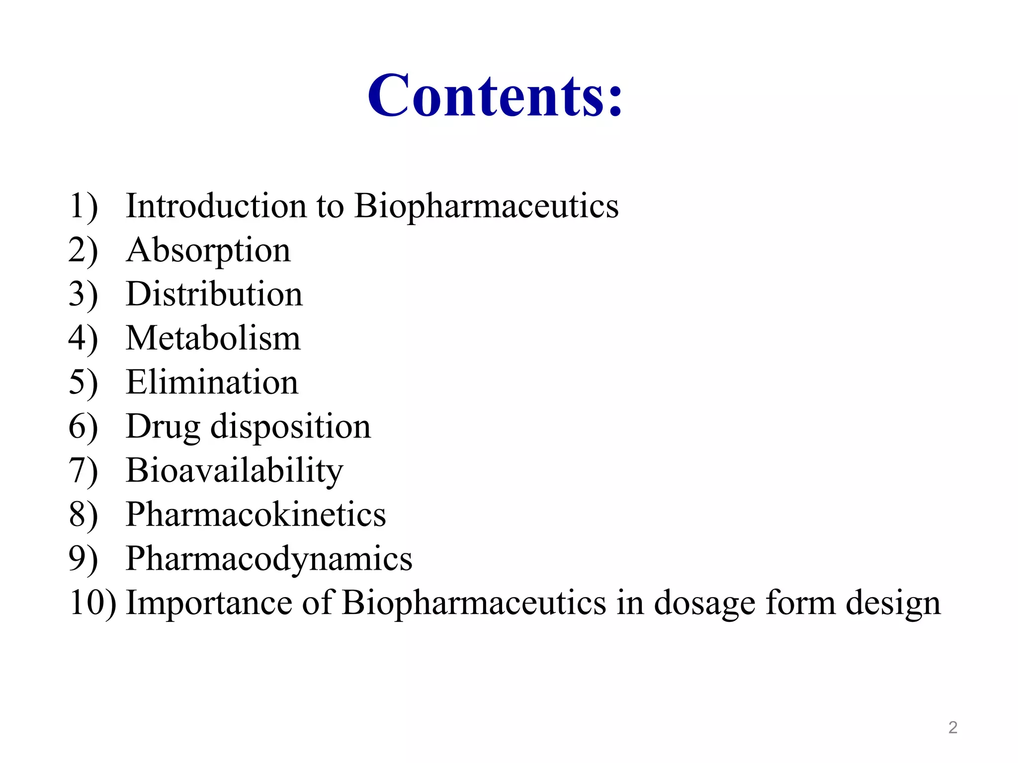 Introduction to biopharmaceutics and its importance in dosage form ...