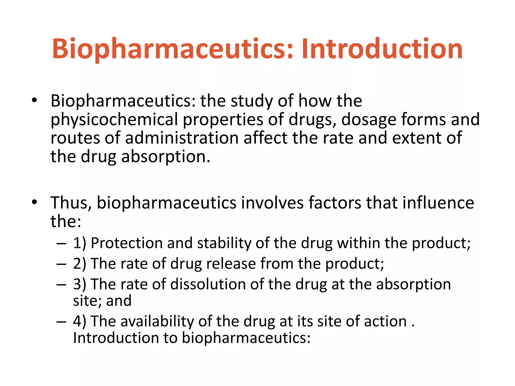 Introduction to Biopharmaceutics | PDF