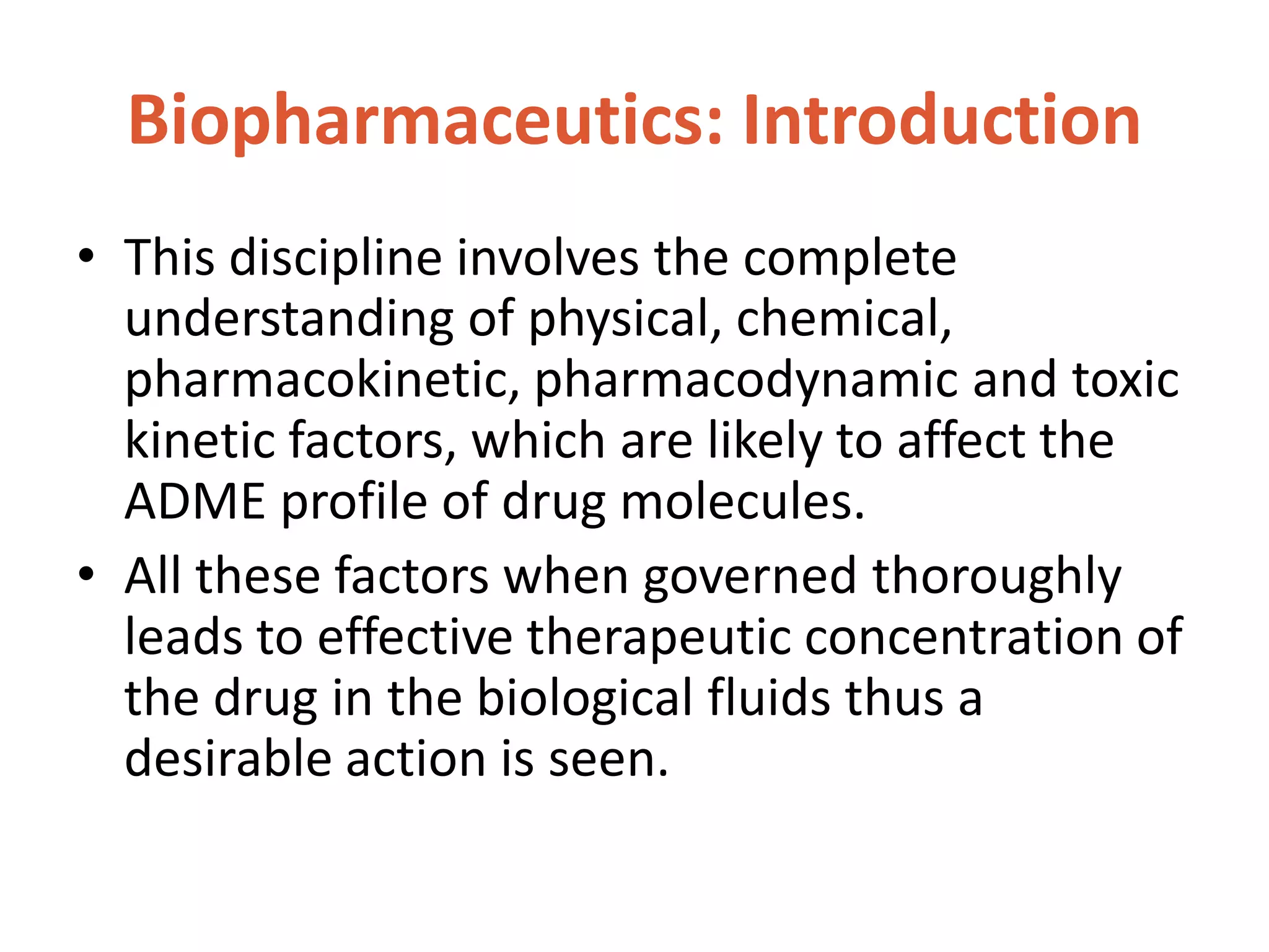 Introduction to Biopharmaceutics | PDF