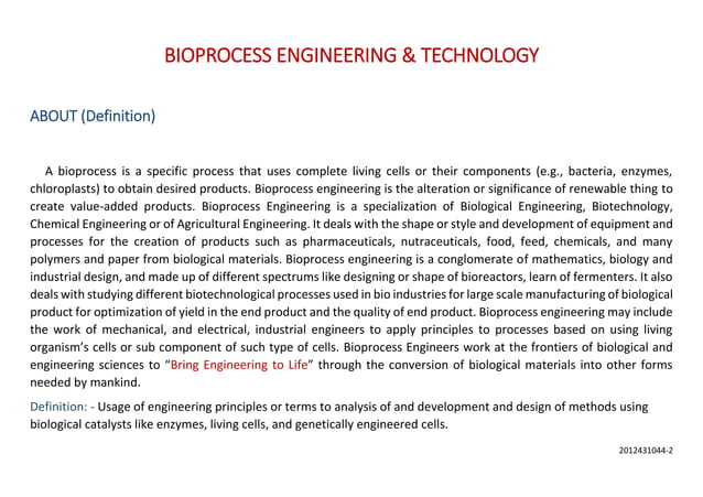 Introduction to Bioprocess Engineering | PDF | Biotech and Biomedical Industry | Industries