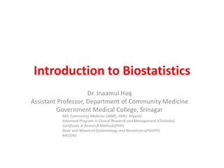 Introduction to biostatistics | PPTX