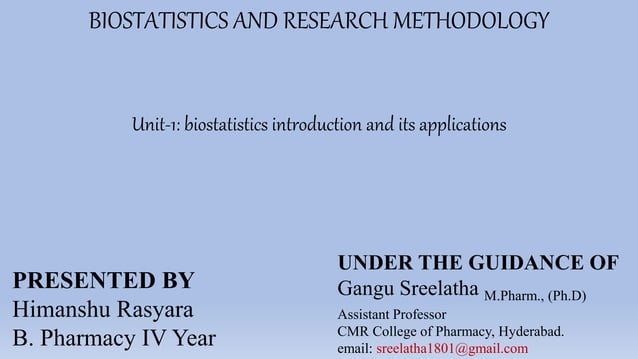 introduction to biostatistics.pptx | Pharmaceutical Industry | Industries