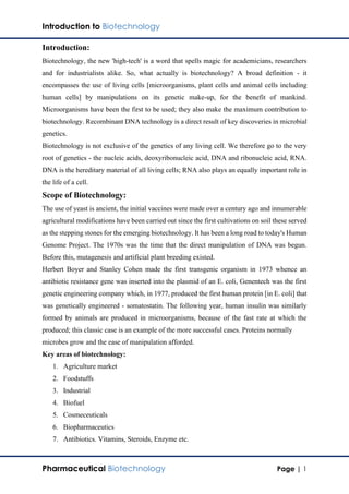 Introduction to Biotechnology.pdf | Biotech and Biomedical Industry ...