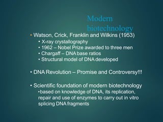 INTRODUCTION TO BIOTECHNOLOGY sem 6.pptx | Biotech and Biomedical ...