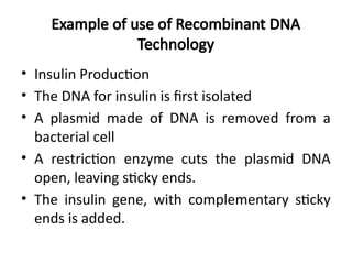 Introduction to biotechnology, genetic engineering and rDNA technology ...