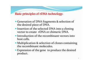 Introduction to biotechnology, genetic engineering and rDNA technology ...