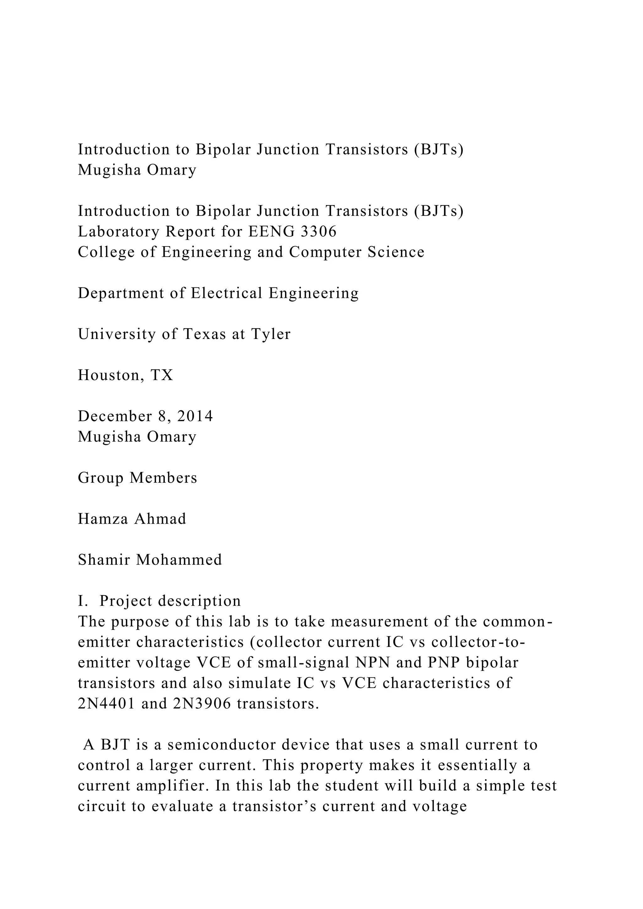 Introduction to Bipolar Junction Transistors (BJTs)Mugisha Oma.docx